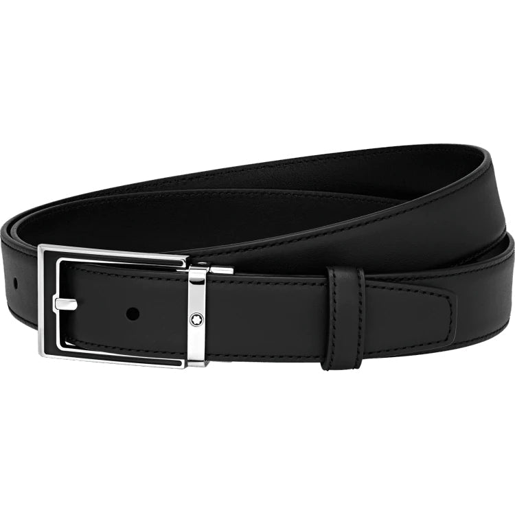 Cinturón Montblanc Rectangular Hebilla Esmalte Negro 123891 – Piel Neg ...